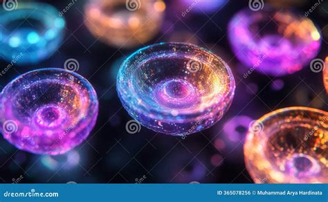 Colorful Microscopic Cells Abstract Medical Science Background Stock