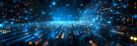 Digital Data Stream In Futuristic Artwork With Glowing Lights And Network Concept Stock