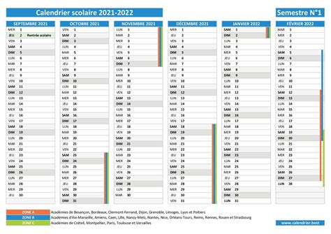 Calendrier Scolaire 2021 2022