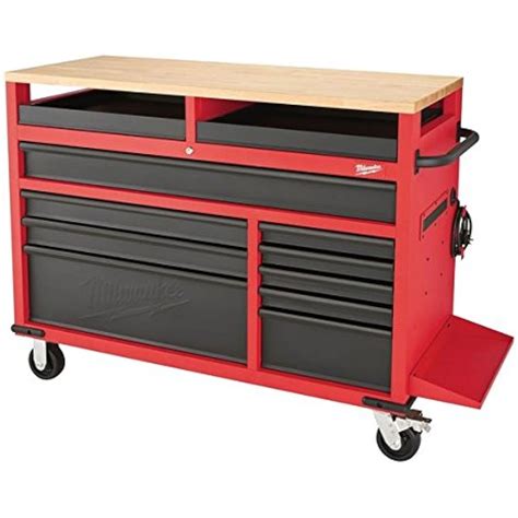 92mo Finance Milwaukee 48 22 8552 52 Inch 11 Drawer Mobile Work Bench With Wood Top Toolbox