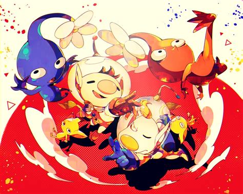 Red Pikmin Olimar Yellow Pikmin Blue Pikmin And Louie Pikmin Drawn By Shirushiki Danbooru