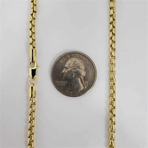 14k Yellow Gold Round Box Chain Necklace 16 To 24 Inch 15mm To 35mm