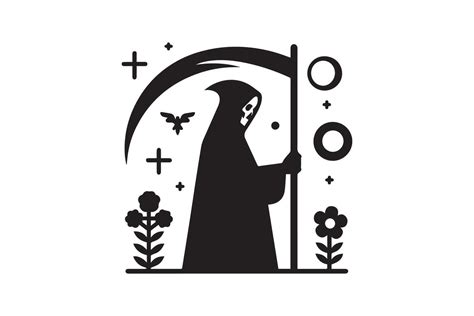 A Black And White Illustration Of A Grim Reaper 49635820 Vector Art At