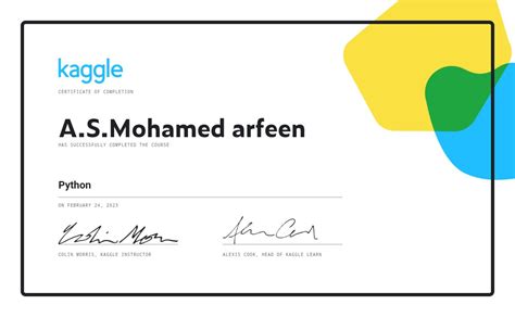 Python Programming Continuouslearning Kaggle A S Mohamed Arfeen