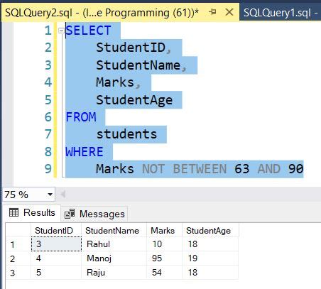 Sql Between Tutorialstrend