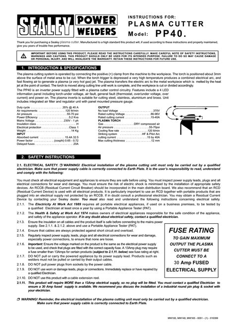 Sealey Pp40 Instructions Pdf Download Manualslib