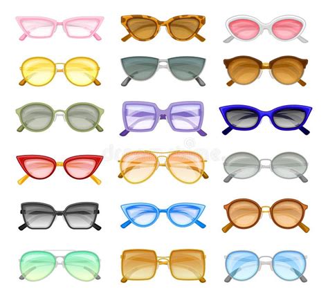 Sunglasses As Summer Sun Protection With Lens And Frame Big Vector Set