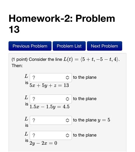 Solved Homework Problem Point Consider The Line Chegg