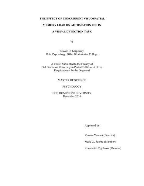 Pdf The Effect Of Concurrent Visuospatial Memory Load On Automation Use In A Visual Search Task