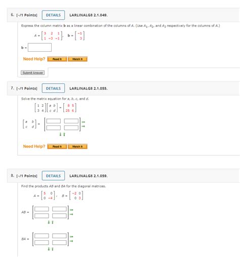 Solved Express The Column Matrix B As A Linear Combination Chegg