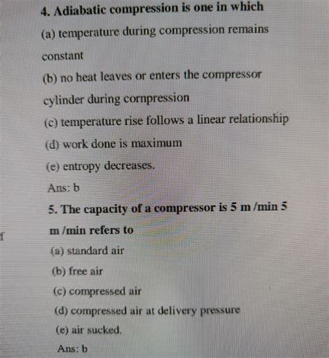 Solved 4 Adiabatic Compression Is One In Which A