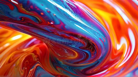 Dynamic Abstract Background With Swirling Liquid Patterns And Colorful Light Refraction Stock