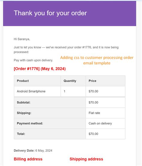 How To Add Css To Woocommerce Customer Processing Order Email Tyche Softwares