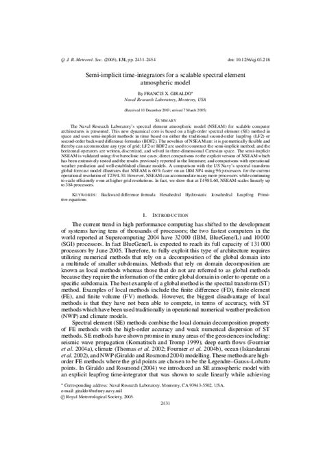 pdf semi implicit time integrators for a scalable spectral element