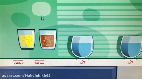 آزمایش مخلوط آب و سرکه با آب و روغن