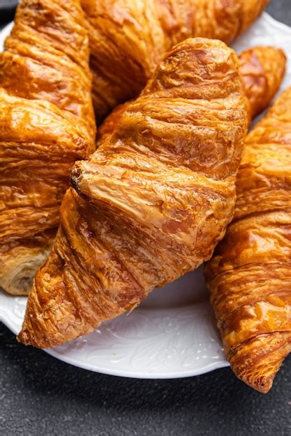 Croissant Fresco Pasteles Comida Comida Bocadillo En La Mesa Espacio De