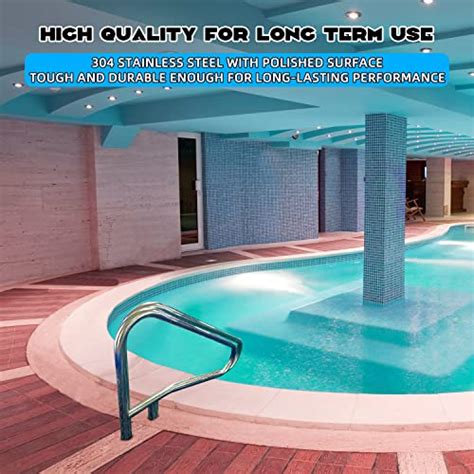 Ecotric Pool Handrail Swimming Pool Stair Rail 304 Stainless Steel Deck