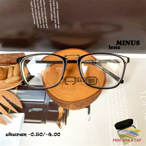 TERBARU Kacamata Minus Rabun Jauh Ukuran S D Frame Optik Kotak Retro Unisex