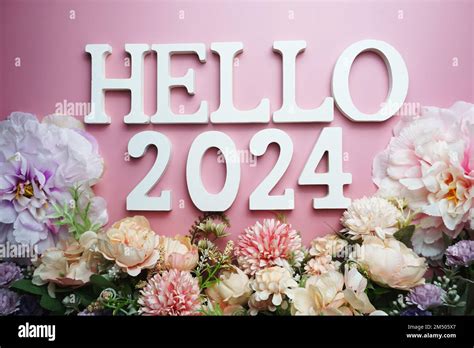 Hello Alphabet Letter With Flower Decoration On Pink Background Stock Photo Alamy