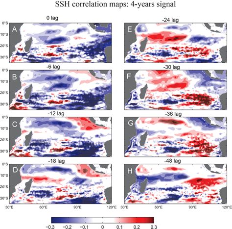 Lagged Correlation Maps Of The Sea Surface Height On The 4‐year