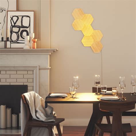 Nanoleaf Elements Wood Look Starter Kit 7 Panels Aurazoe