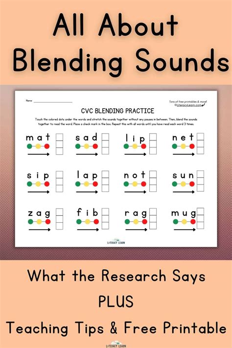 Blending Sounds Teaching Tips Free Printable Literacy Learn