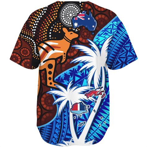 Fiji And Australia Baseball Shirt Fijian Flag Tapa Patterns With