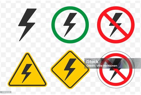 번개 섬광 아이콘 기호 세트 전력 표시 에너지 라이트 로고 아니요 허용되지 않습니다 벡터 일러스트 레이 션 이미지 흰색 배경에 고립되어 있습니다 경계 표지에 대한 스톡 벡터