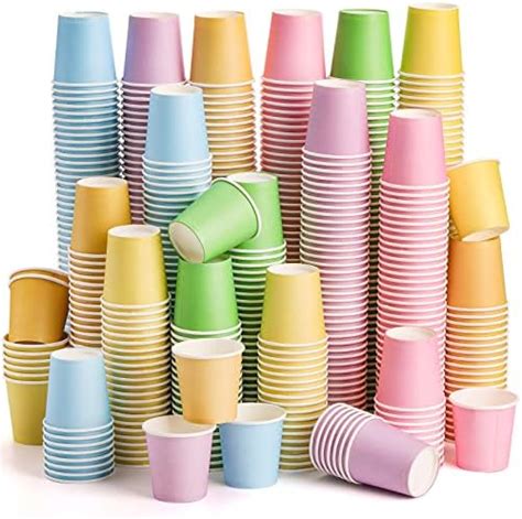 VEYLIN Small Disposable Paper Cups 120 Pieces 2OZ Mini Colorful Paper