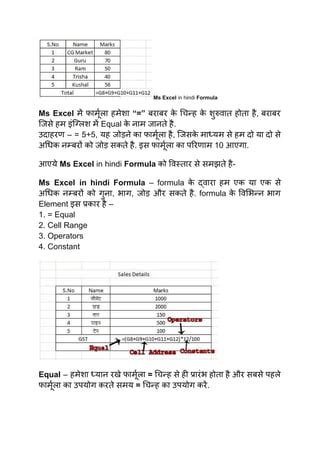 MS Excel Notes PDF in Hindi मइ स ट ए सल PDF