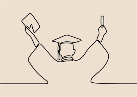 Heureux Garçon Homme Graduation Oneline Dessin Au Trait Continu