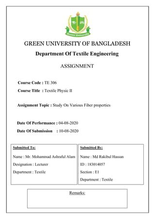 Study On Various Fiber Properties PDF