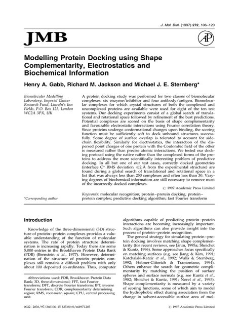 Modelling Protein Docking Using Doking Imp Pdf Docking Molecular