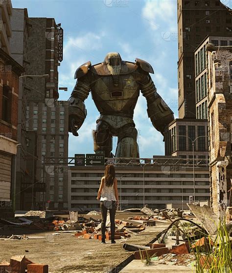 女孩看着机器人素材 花瓣网