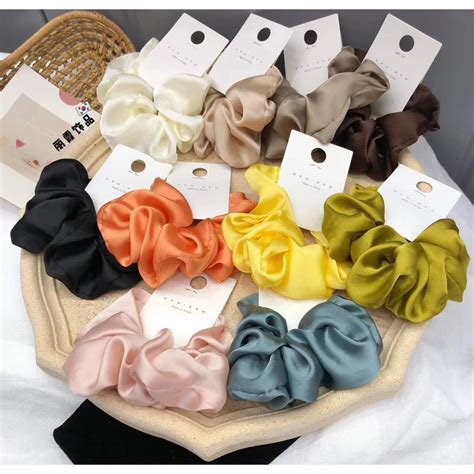 Jual Ikat Rambut Scrunchie Mini Polos Gaya Scrunchie Cemol Cepol Rambut Scrunchie Jumbo