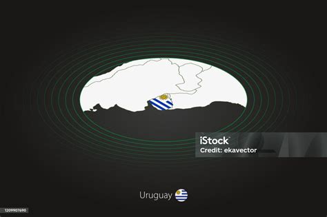 ウルグアイは暗い色で地図楕円形の地図近隣諸国と イラストレーションのベクターアート素材や画像を多数ご用意 イラストレーション