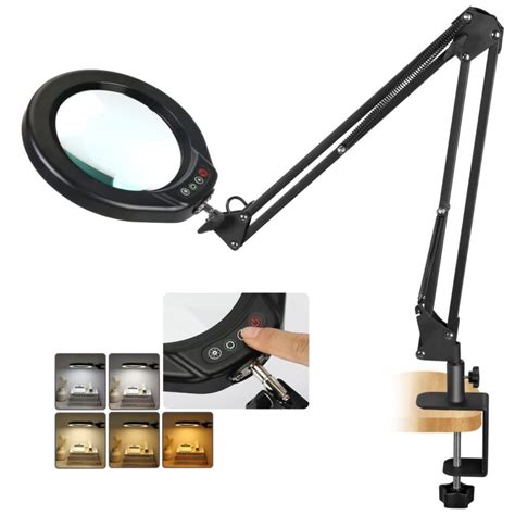10x Magnifying Glass With Light Real Glass Veemagni Desk Lamp With