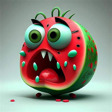 Premium Ai Image Dynamic 3d Watermelon An Animated Cartoon Fruit In