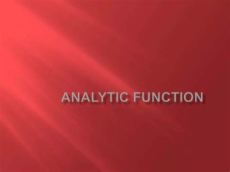 Analytic Function Ppt