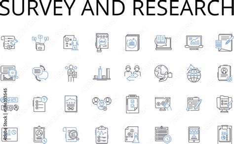 survey and research line icons collection census sampling