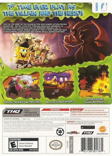 Spongebob Squarepants Featuring Nicktoons Globs Of Doom 2008 Wii Box