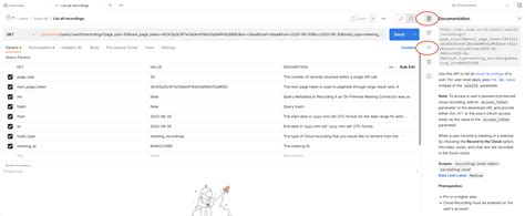 how to pass parameters into the recordings api api and webhooks
