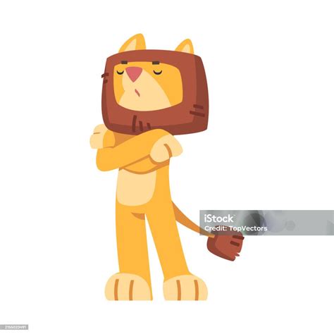 귀여운 사자 캐릭터 와 갈기 대 와 심술궂은 벡터 일러스트 갈기에 대한 스톡 벡터 아트 및 기타 이미지 갈기 감정 개념