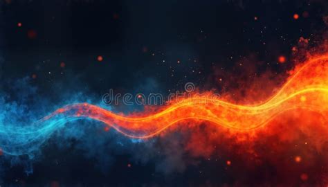 Abstract Illustration With Glowing Wavy Lines Of Blue Orange Red Colors Dynamic Energy Effect