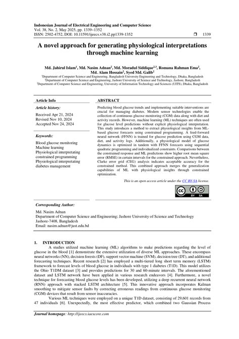 Pdf A Novel Approach For Generating Physiological Interpretations