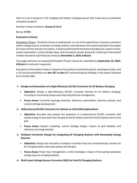 Project List Ele8451 F2024 Pdf Electrical Engineering Power Engineering