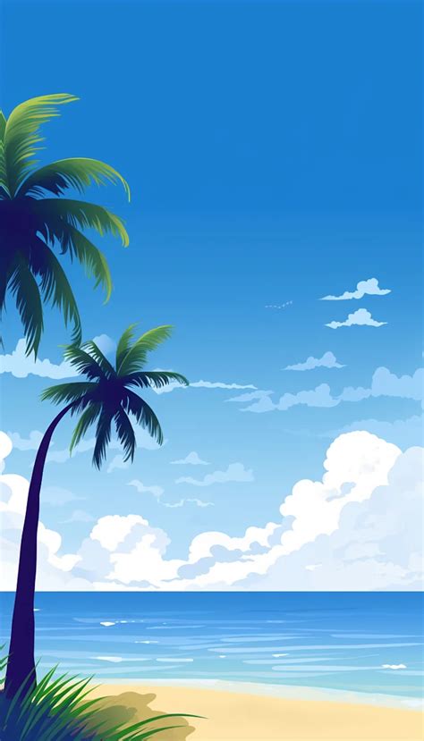 扁平风海边风光沙滩插画 花瓣网