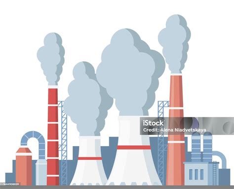 흡연 타워와 파이프가있는 오염이 심한 공장 공장 이산화탄소 배출 환경 오염 플랫 스타일 벡터 그림입니다 0명에 대한 스톡 벡터 아트 및 기타 이미지 Istock