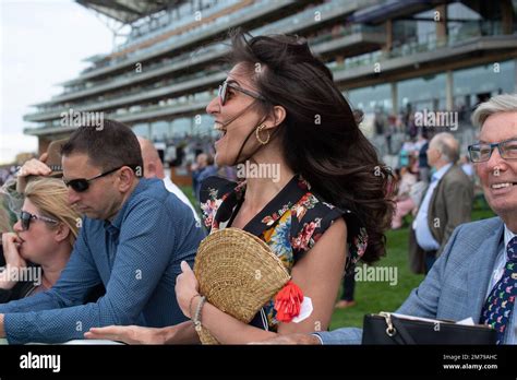 Ascot Berkshire Uk 6th May 2022 A Racegoer Cheers As Her Bet Pays