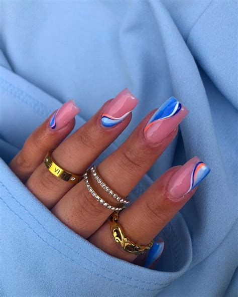 40 Cute Orange And Blue Nail Designs To Try Prada And Pearls In 2023